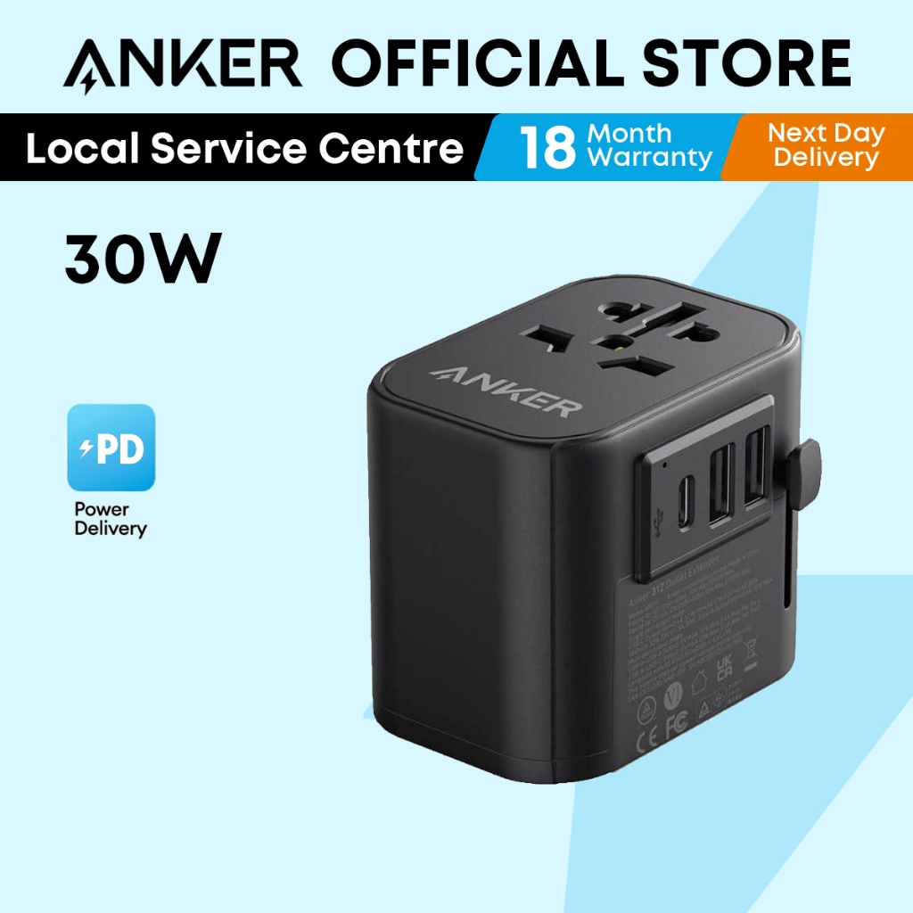Anker PowerExtend Travel Adapter 30W PD USB Charger Type C ...