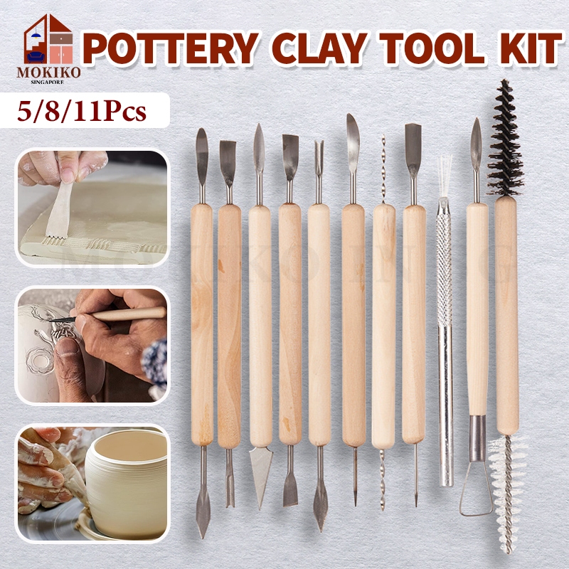【SG】11Pcs Pottery Clay Tool Kit Air Dry Clay Tools Set Ceramic Polymer ...