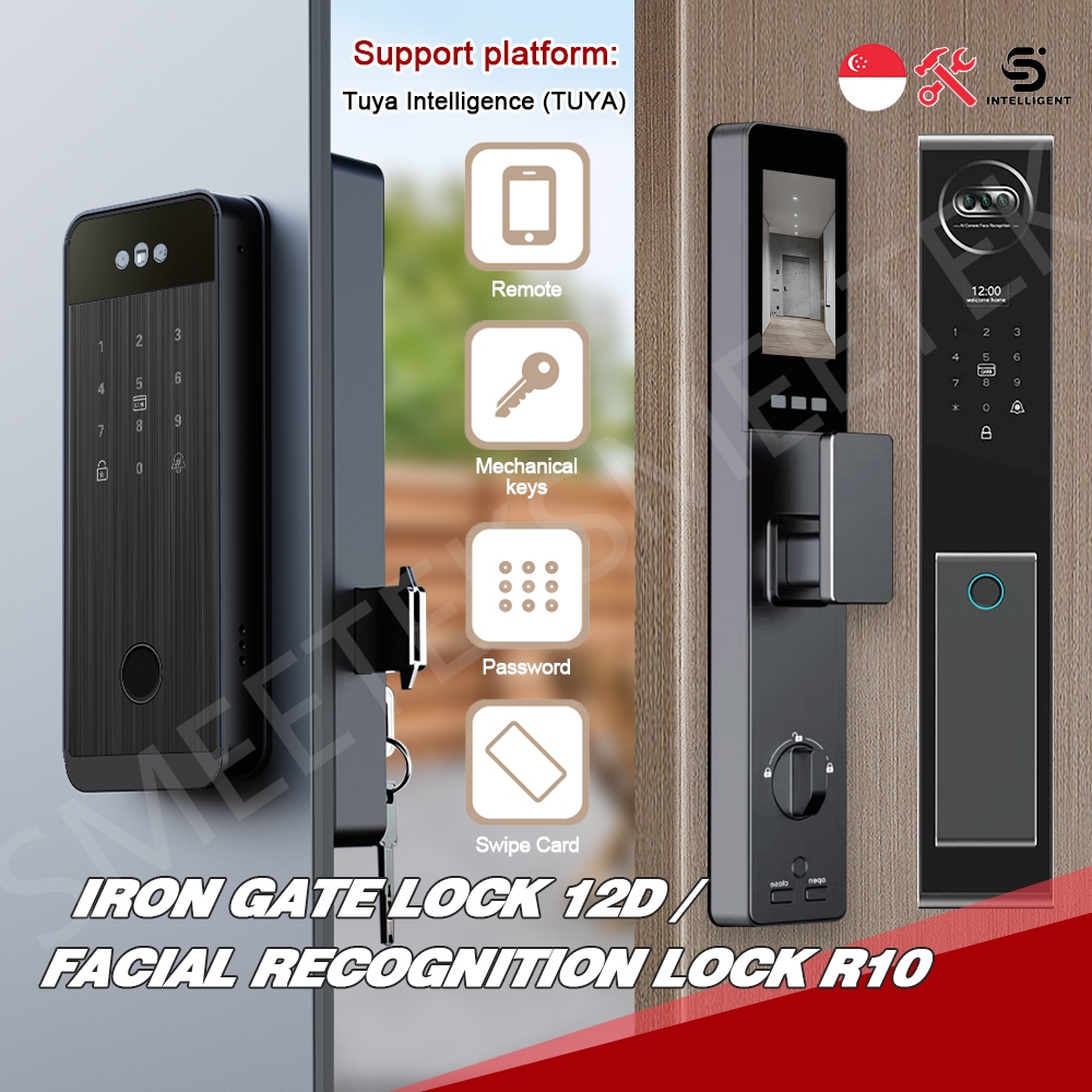 HDB/BTO (Dual-Door Sync Package) Metal and Wooden Doors with One-Touch ...