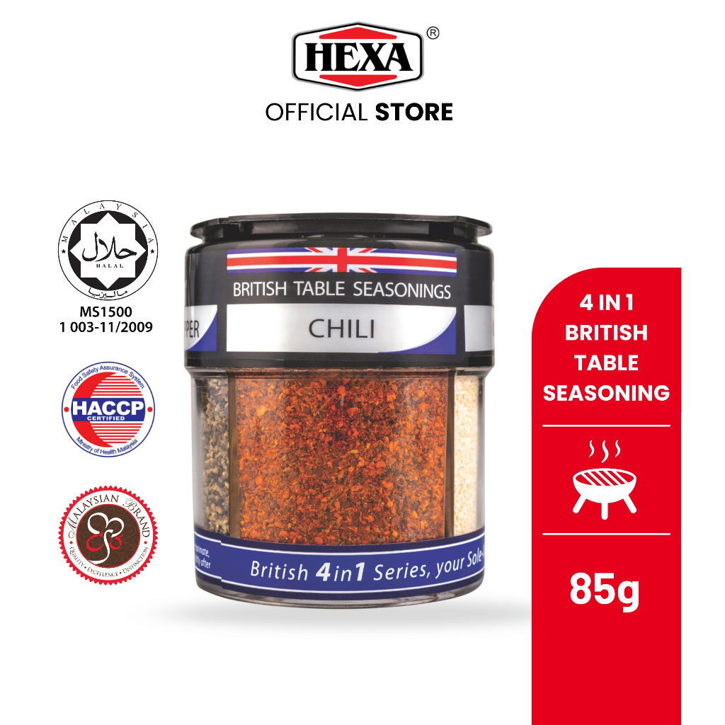HEXA 4 in 1 Table Seasoning 85gm Garlic Chili Black Pepper Rock Salt ...