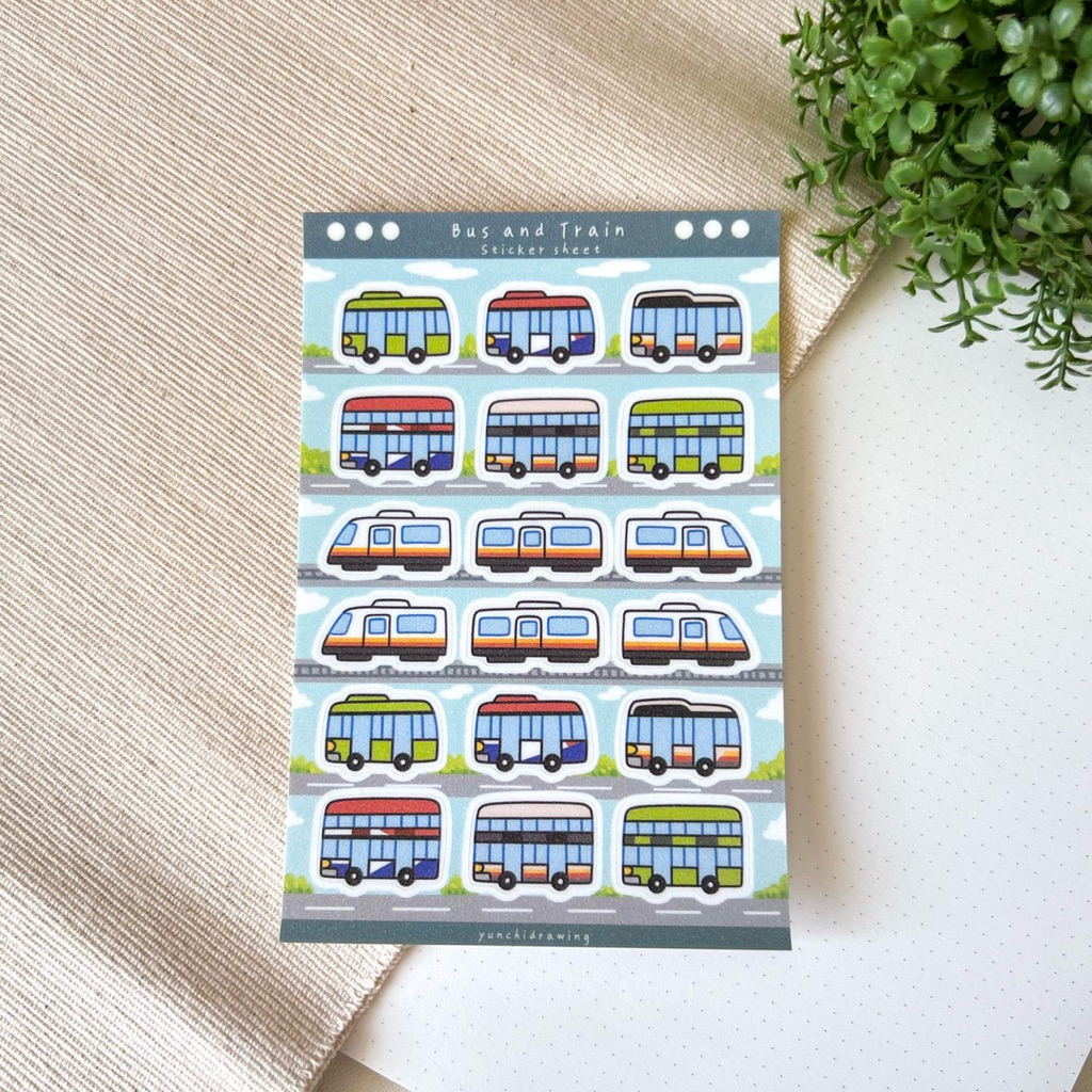 Bus and Train sticker sheet / Bus / Train / sticker / car / planner ...