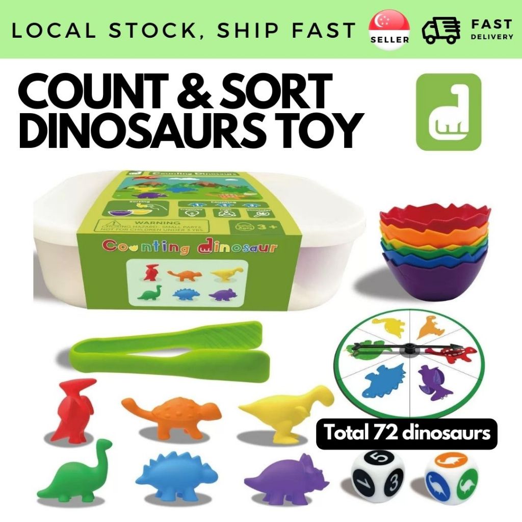 🇸🇬 Local Stock 🇸🇬 Kids Counting and Sort Dinosaurs Fine Motor Colour ...