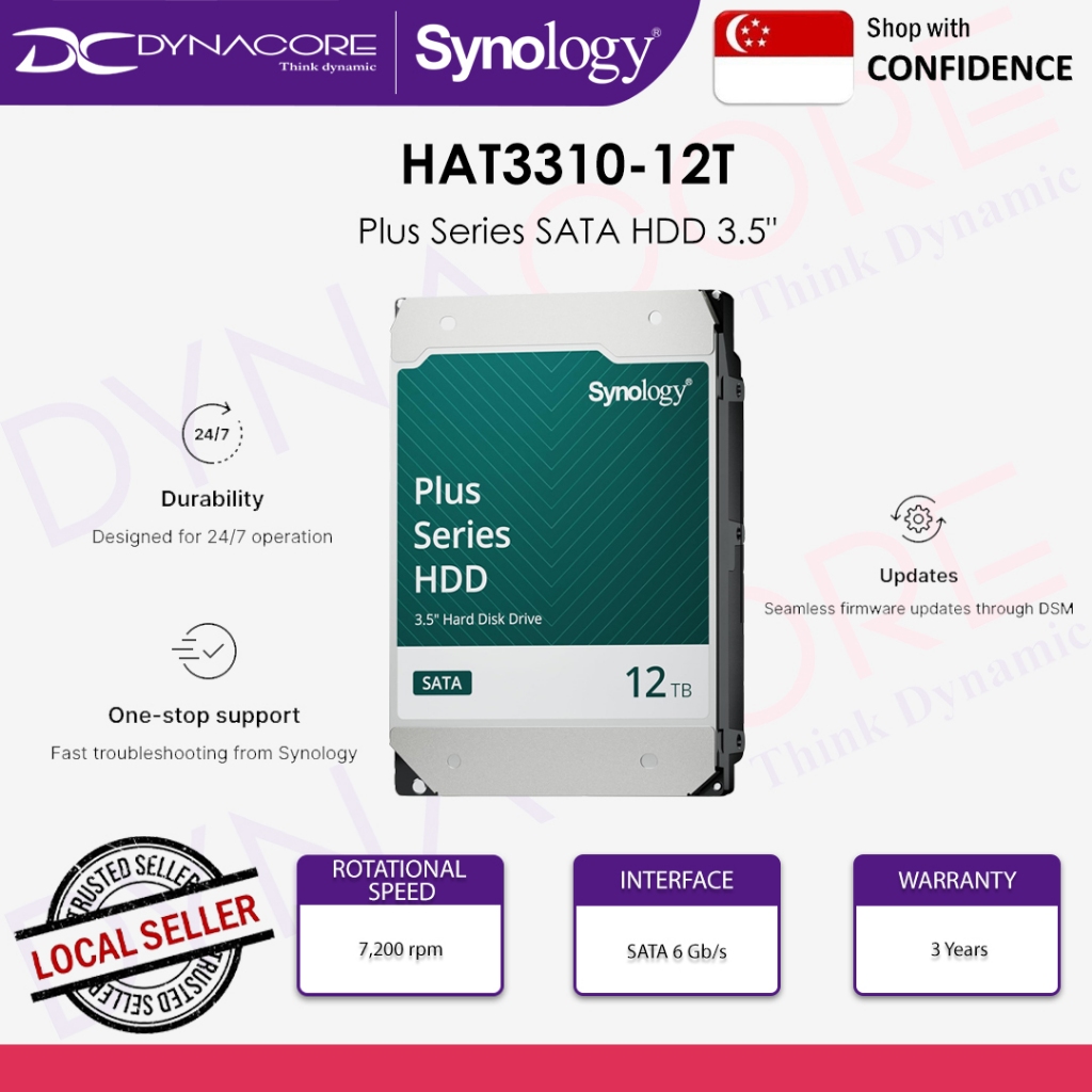 Synology HAT3310 12TB Plus Series SATA HDD 3.5" for Synology NAS ...