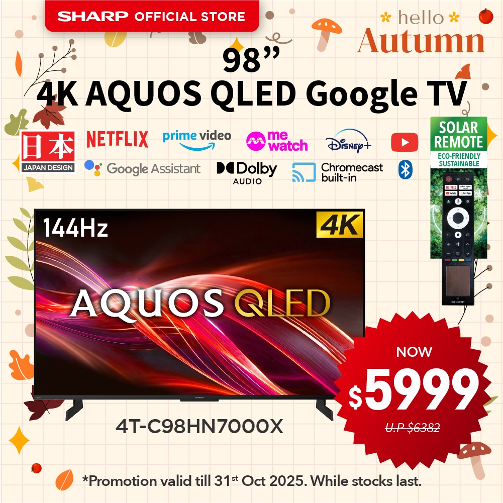 SHARP 98" AQUOS QLED Google TV - 4T-C98HN7000X | Shopee Singapore