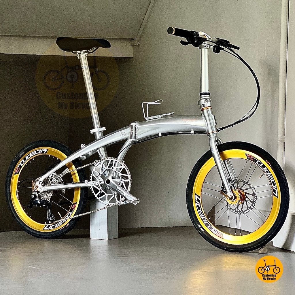 🦢 Fnhon Tornado 20" • 𝗠𝗥𝗧/𝗕𝘂𝘀-𝗙𝗿𝗶𝗲𝗻𝗱𝗹𝘆 Shimano 9s 𝗙𝗿𝗲𝗲𝗯𝗶𝗲𝘀 Folding Bicycle Polished Silver 451 ...