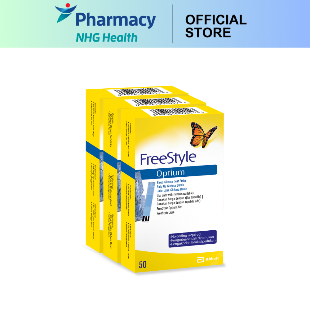FreeStyle Optium Glucose Test Strips 3x50s (Expiry Date: Sep 2026 ...