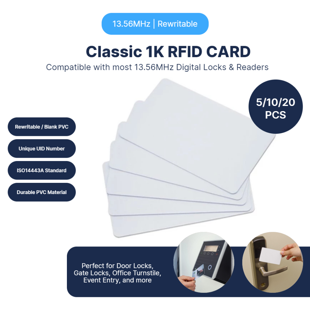 [5/10/20 Pcs]1 K RFID Card 13.56MHz | Rewritable Blank Access Card for ...