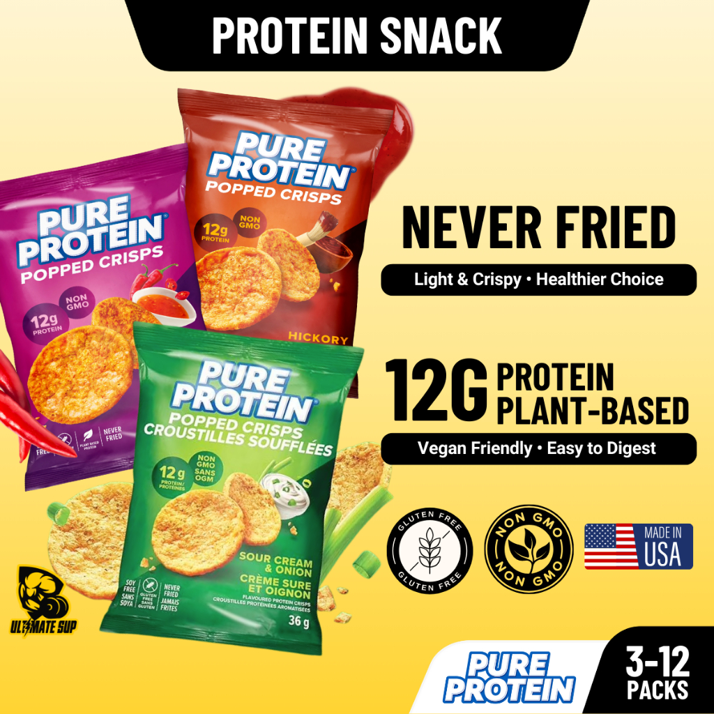 Pure Protein Popped Crisps, 12g Protein Chips, Low Sugar Healthy Snack ...