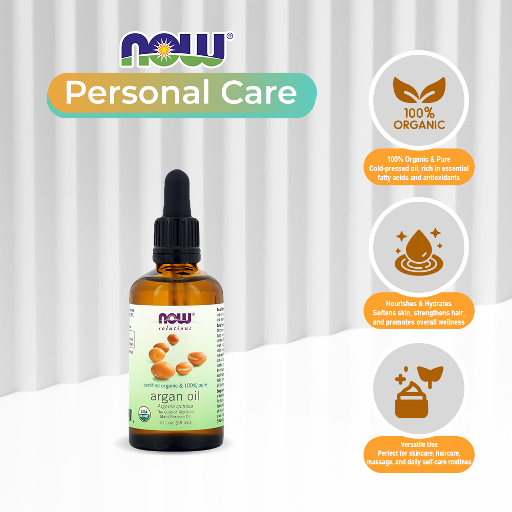 NOW Solutions, Organic Argan Oil, Certified Organic and 100% Pure ...