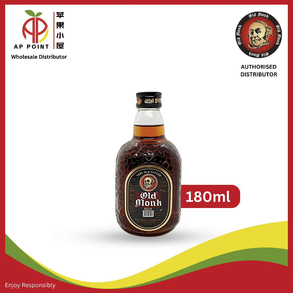 OLD MONK DARK RUM 180ML | NO BOX | DIRECT FROM MOHAN MEAKIN | Shopee ...
