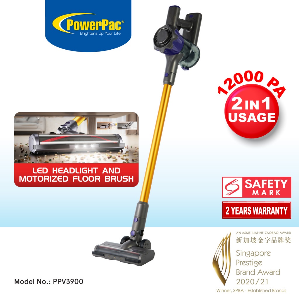 PowerPac Cordless Handheld Stick Vacuum Cleaner, Motorized Floor Brush ...