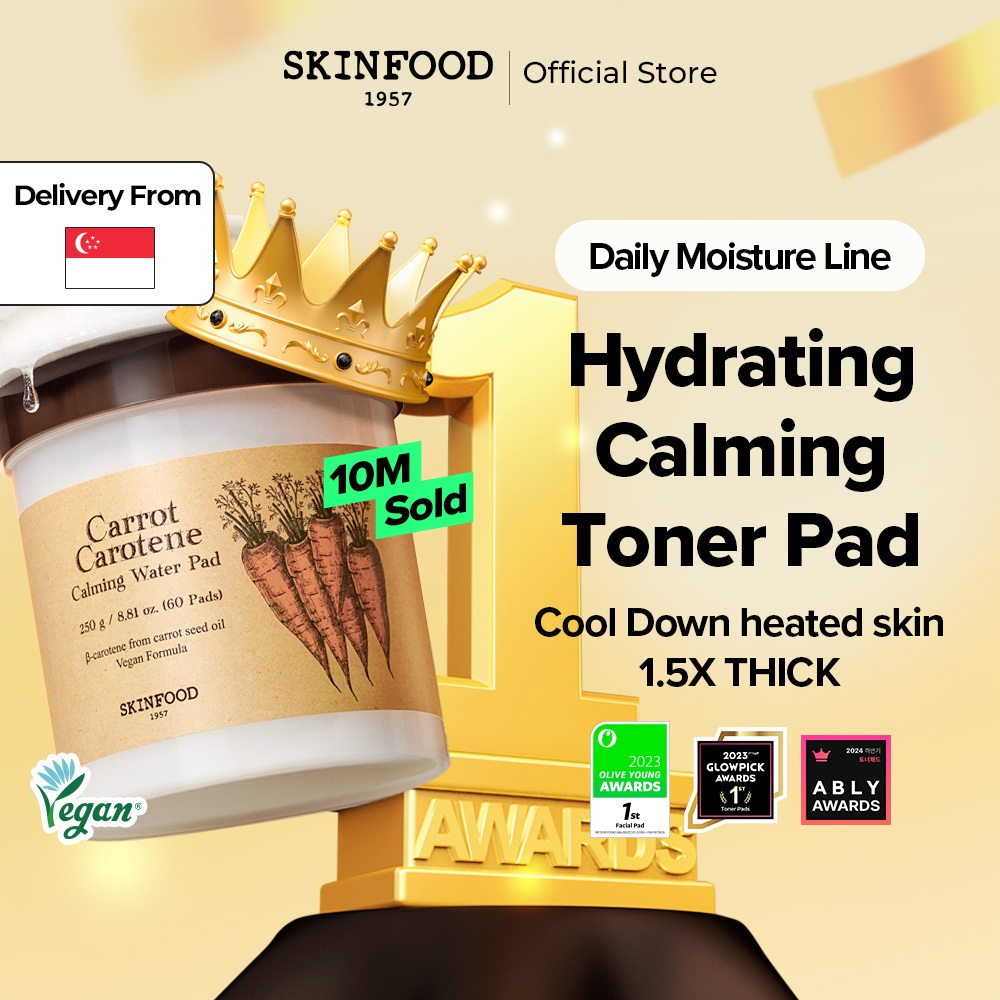 [SKINFOOD Official] Carrot Carotene Calming Water Pad 60ea / Redness ...