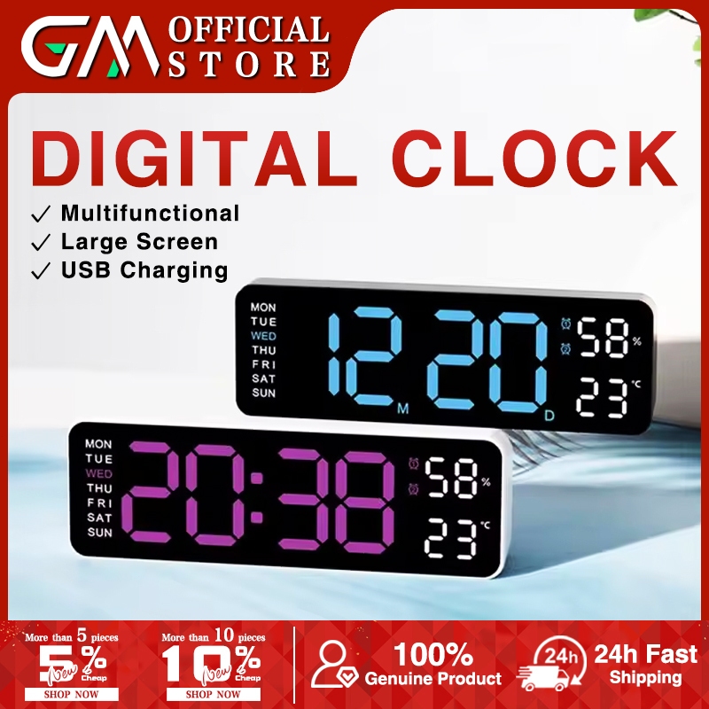 [SG Stock] LED Digital Clock Wall-mounted Electronic Display Alarm ...