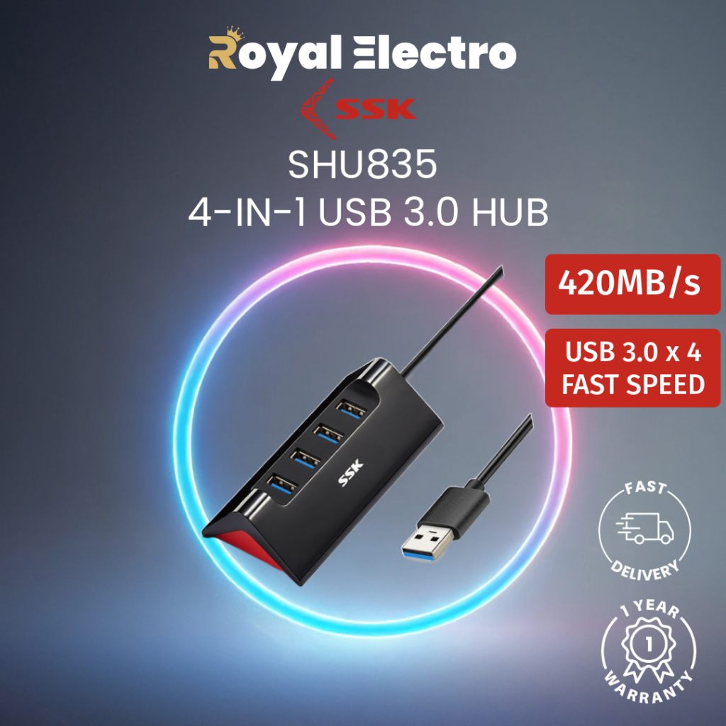 SSK SHU835 4 Port USB 3.0 Hub Splitter Multiport USB Hub Adapter Fast ...