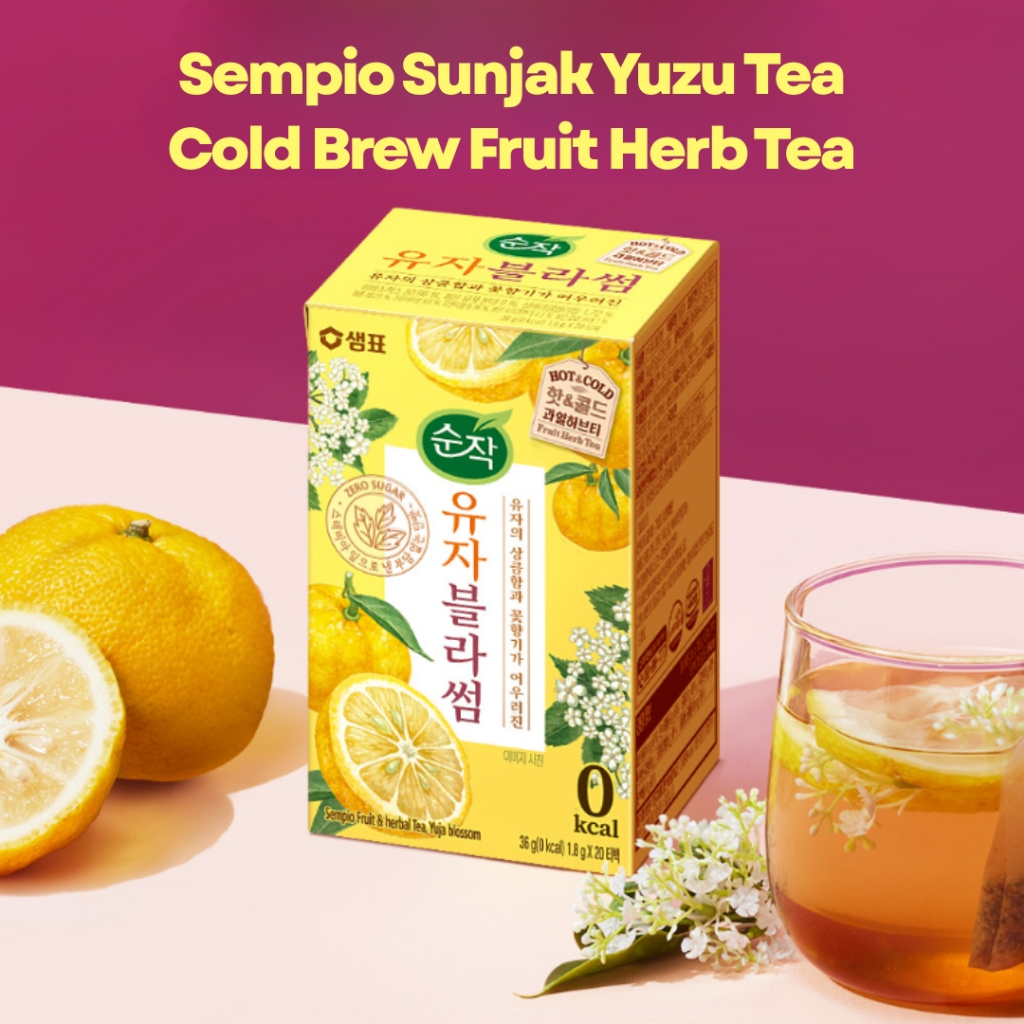 [Sempio] Sunjak Yuzu Tea Cold Brew Fruit Herb Tea 1.8g x 20T / 샘표 순작 유자 ...