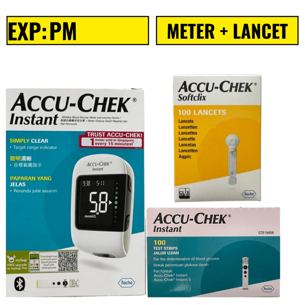 Accu Chek Instant Meter + Test Strips 100's Blood Sugar Monitor Glucose ...