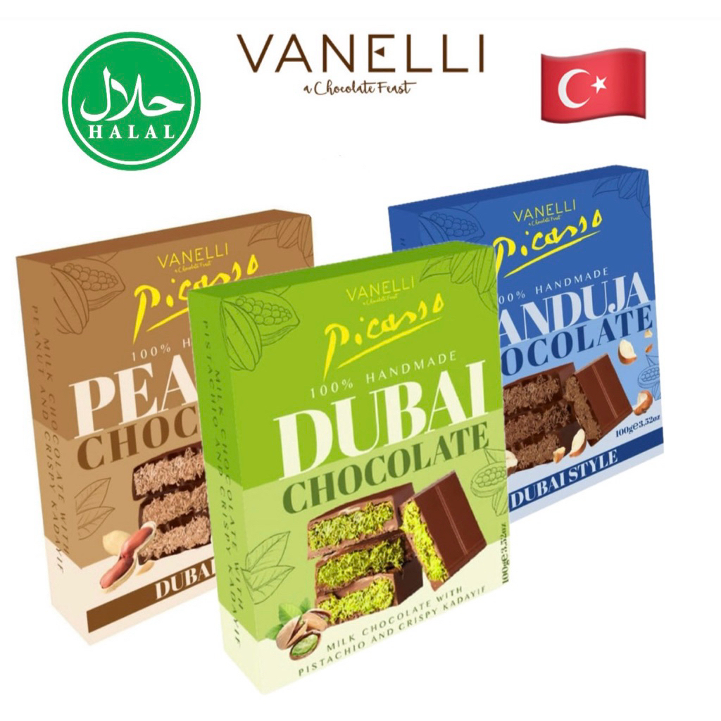 VANELLI PICASSO Dubai Chocolate 100g Dubai Chocolate with Peanut Dubai ...