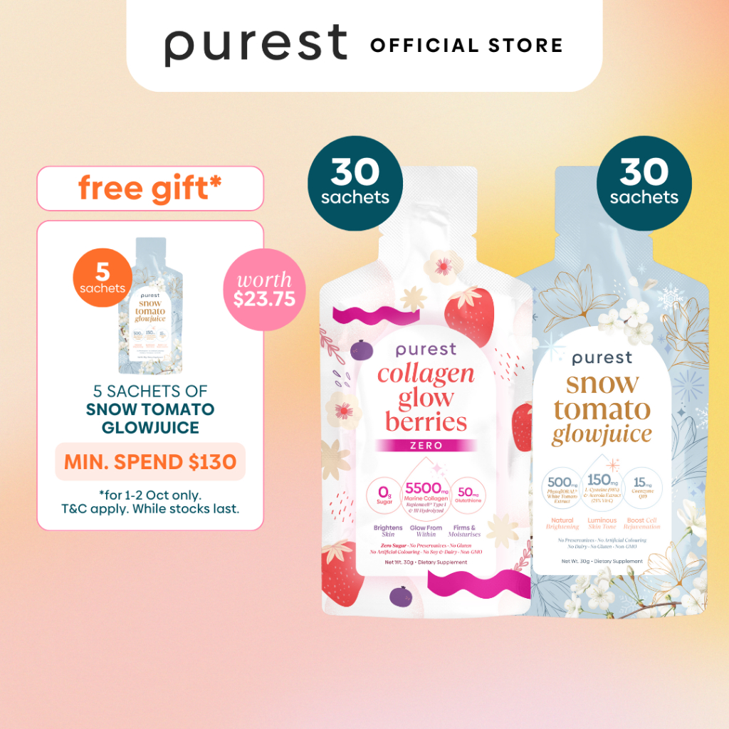 Purest Co Sugar-Free Radiance Set : Collagen Glow Berries Zero 30s ...
