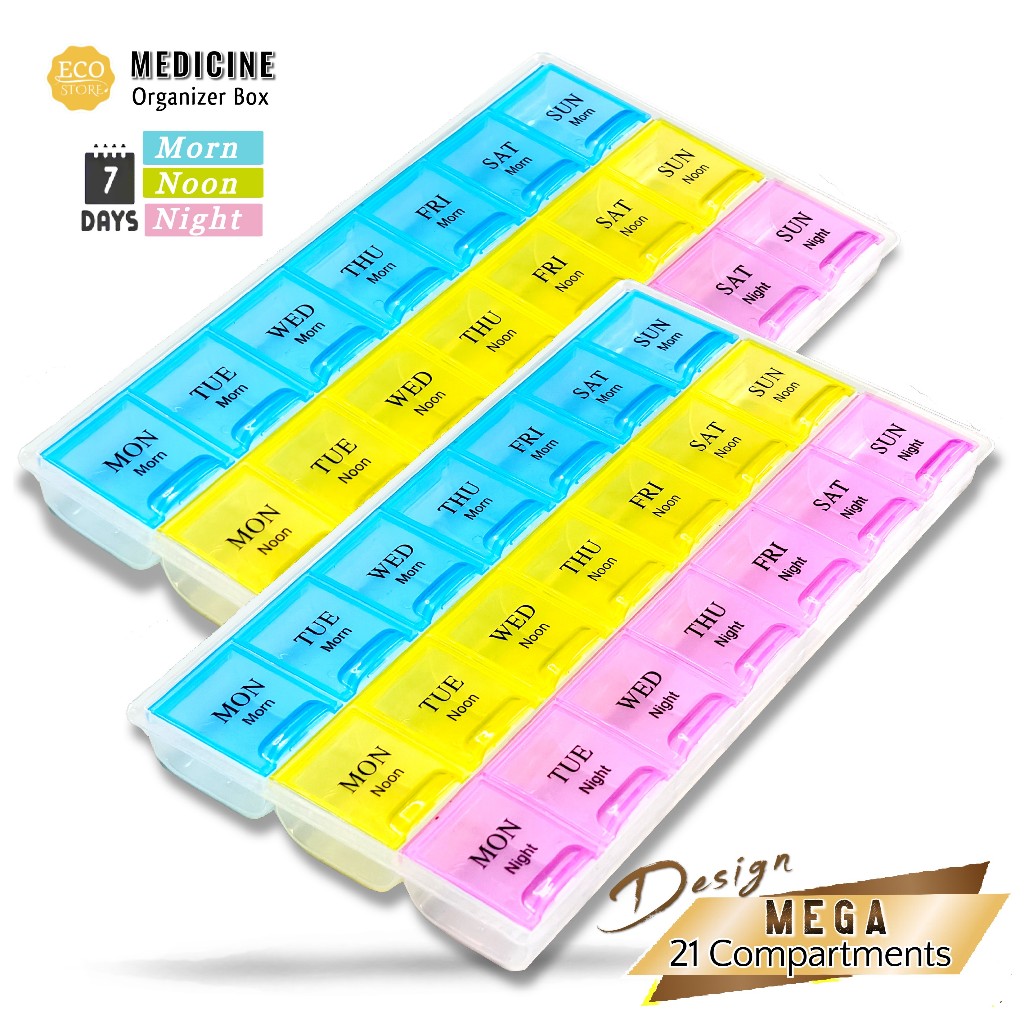 Eco-Store [Mega] Medicine Pill Organizer Box (21 Compartments ...