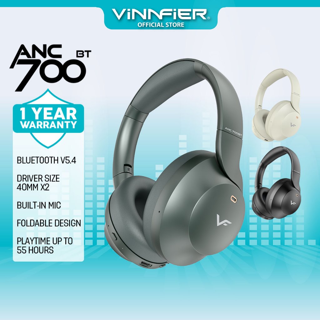 Vinnfier ANC 700 BT Noise Cancelling High Performance Bluetooth ...