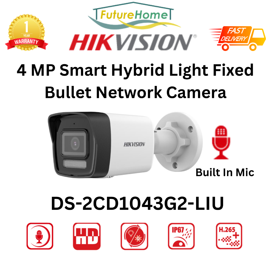 SG LOCAL Hikvision DS-2CD1043G2-LIU 4MP Bullet Network Camera with mic Smart Hybrid CCTV ...