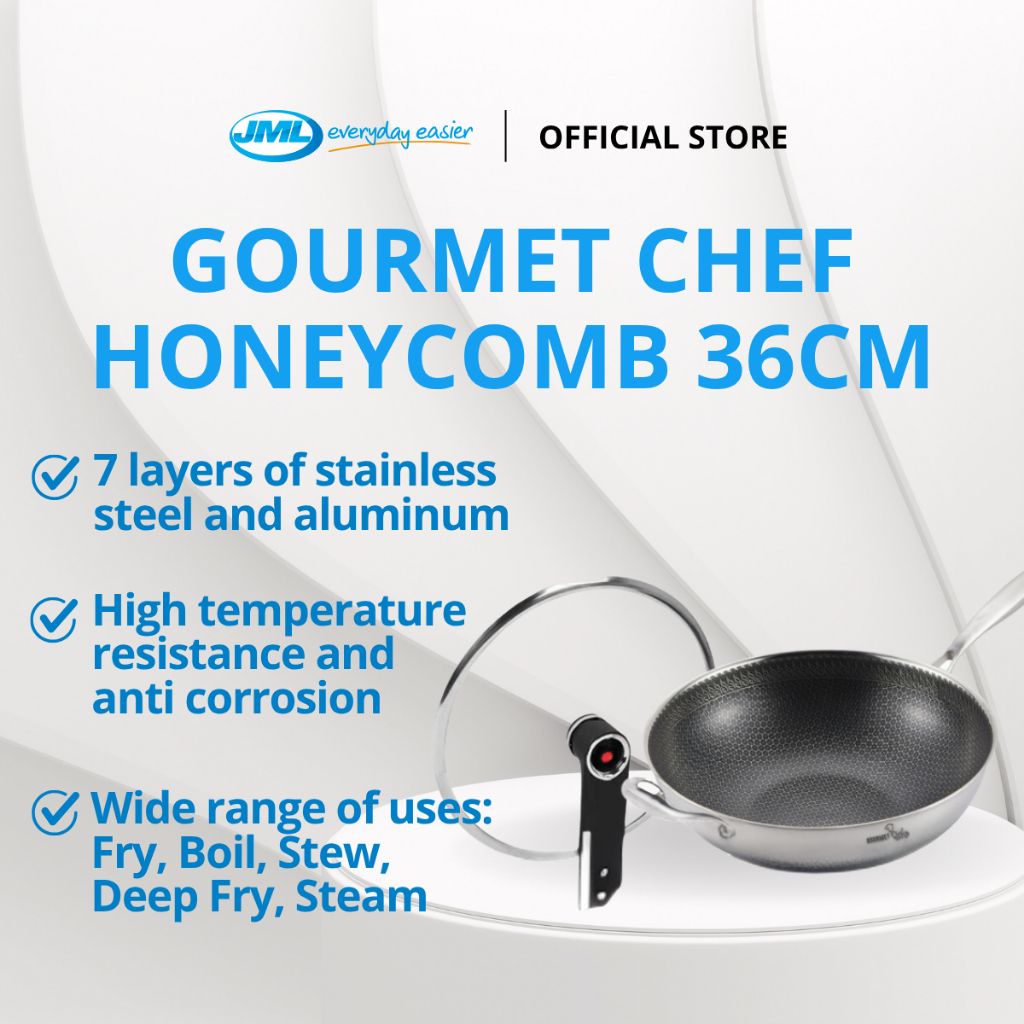 [JML Official] Gourmet Chef Honeycomb Wok 36cm | 7 Layers of Stainless ...