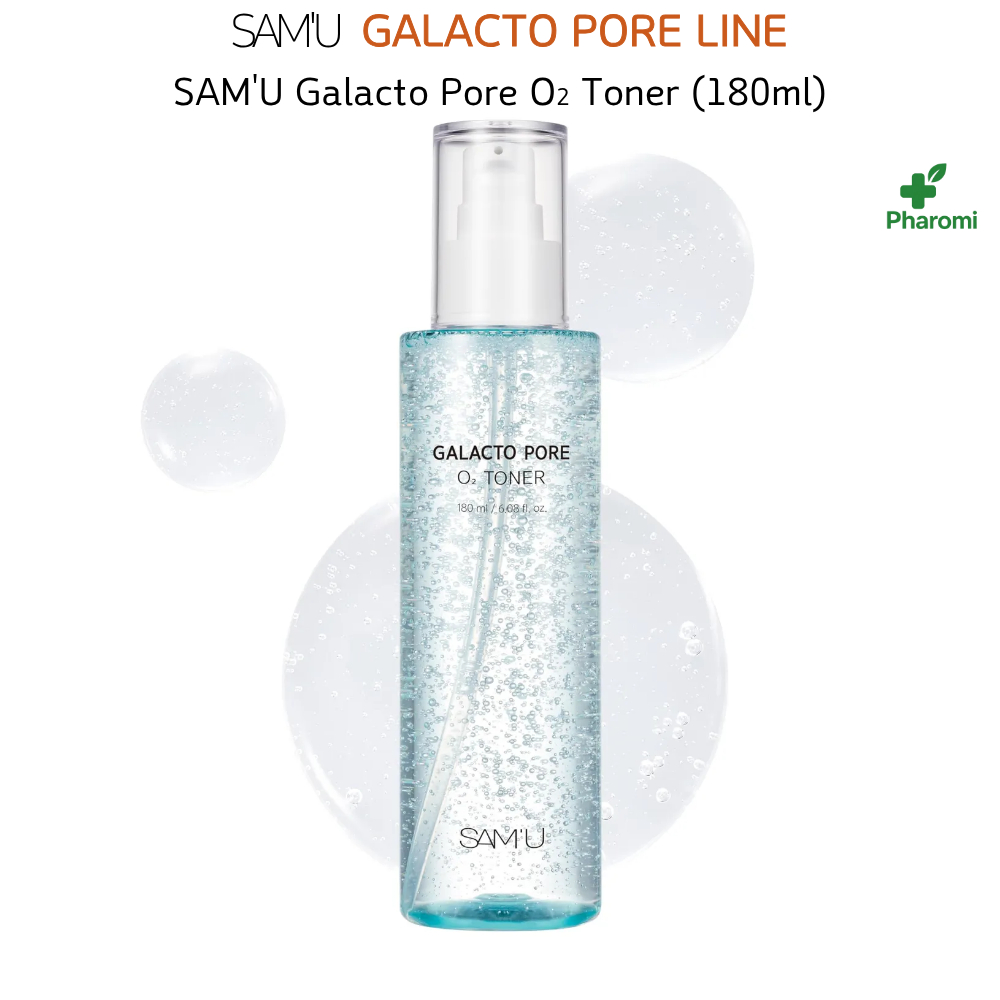 SAM'U Galacto Pore O2 Toner (180ml), Exfoliating & Pore-Tightening, Oxygen Bubble Galactomyces ...