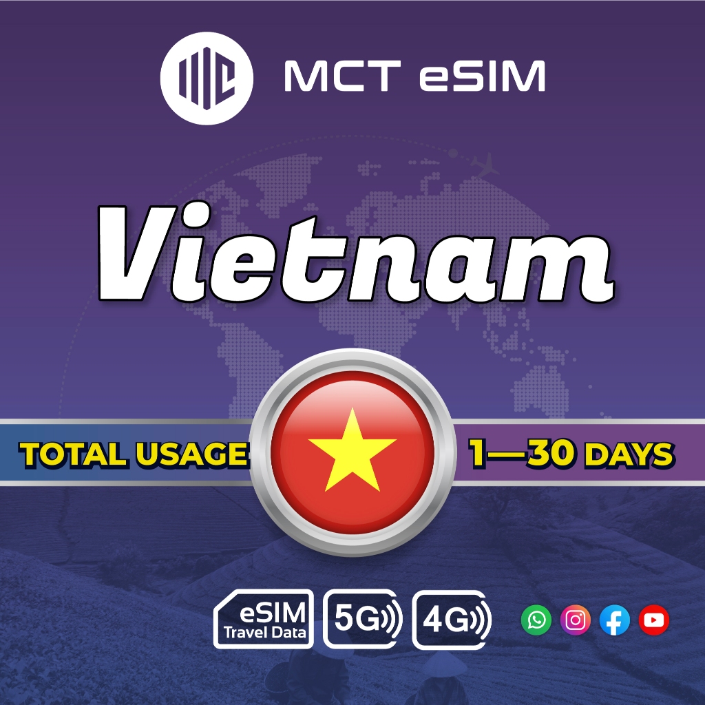 Vietnam eSIM 10-50GB Total Usage - Receive eSIM QR Code on the same day ...