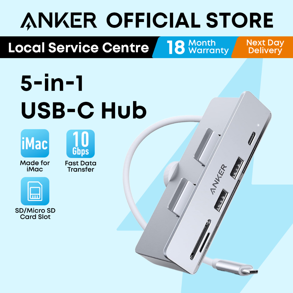 Anker 535 PowerExpand 5-in-1 USB C Hub Thunderbolt to SD Card USB-A USB ...