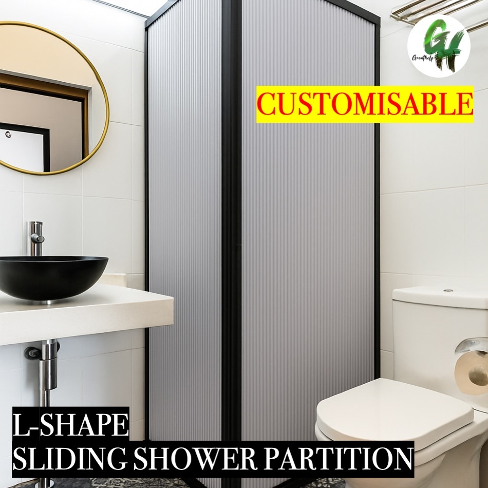 ⭐SG GREATHELP⭐CUSTOM SIZE Bathroom Divider L Shape Shower Screen BTO ...