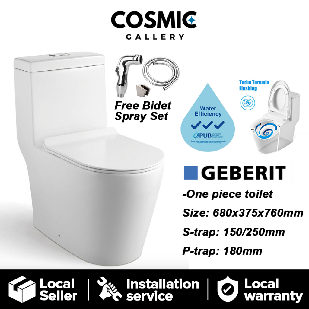 MIDAS x Cosmic Geberit Tornado Flush 1-Piece Toilet Bowl WC 3010 Water ...