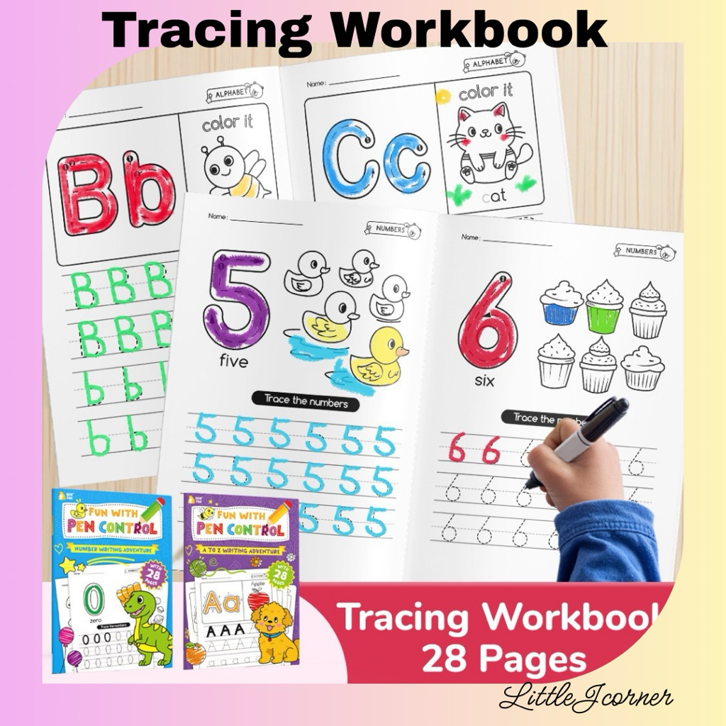 28-Page Tracing Workbook for Kids – Letters & Numbers Handwriting ...