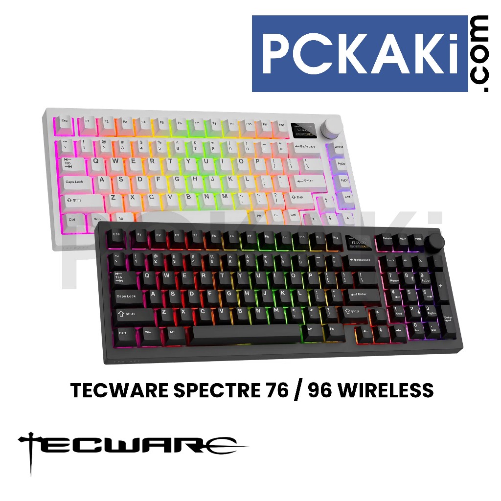TECWARE SPECTRE 76 / 96 WIRELESS 3-MODE RGB HOT SWAP CUSTOMISABLE LCD ...