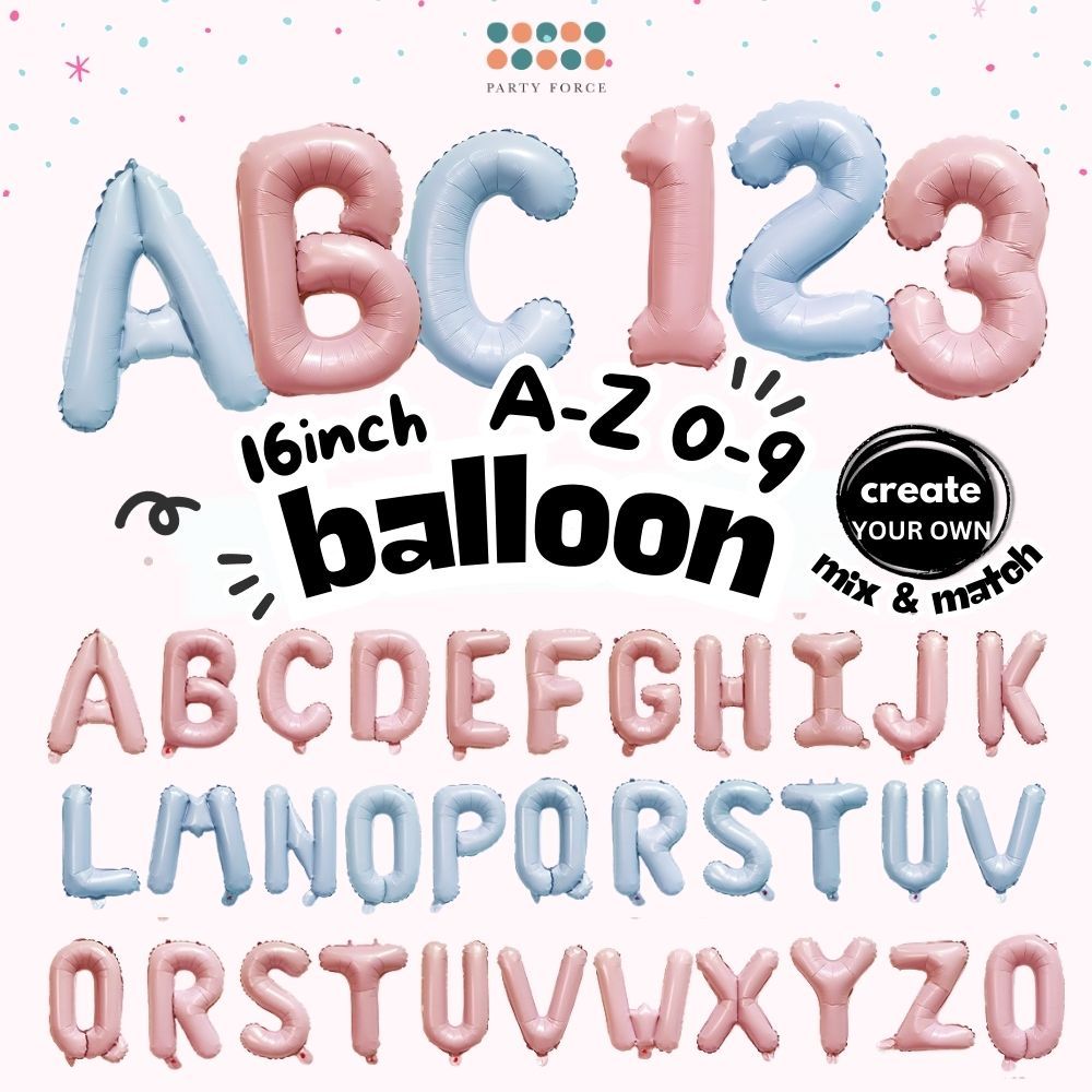 [SG Instock] 16 inch Number Balloon Baby Blue Baby Pink Letter Alphabet ...