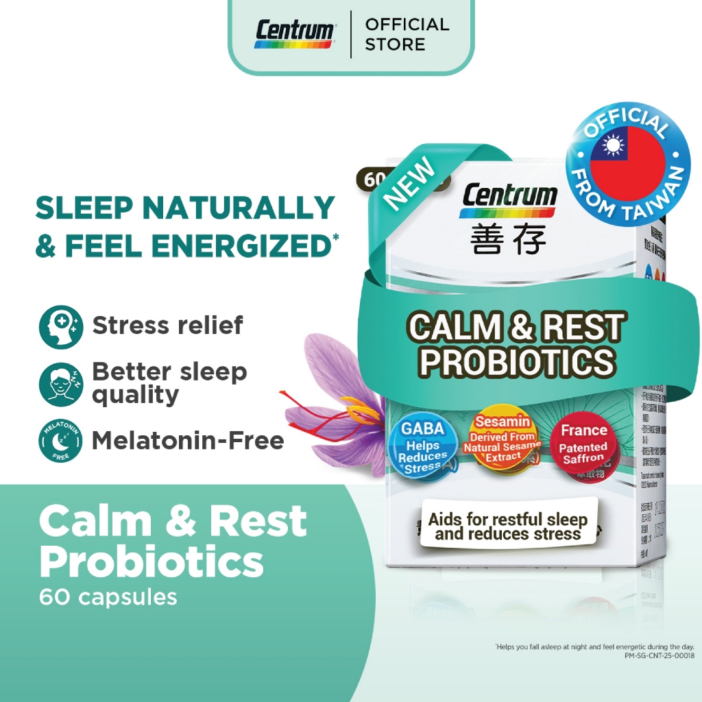 CENTRUM Calm & Rest Sleep Probiotics Supplement, Melatonin Free, Sleep ...