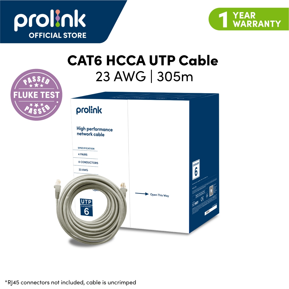 Prolink CAT6 Series 4-Pair HCCA UTP Network Cable 23AWG 250MHz 305m ...