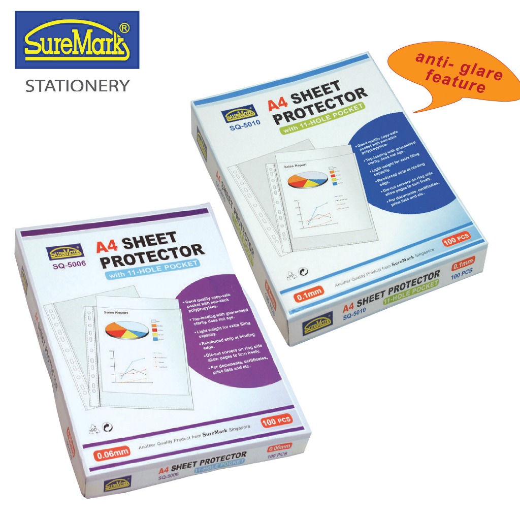 SureMark Sheet Protector A4 100's (Matte) - 0.06mm/ 0.1mm (box or ...