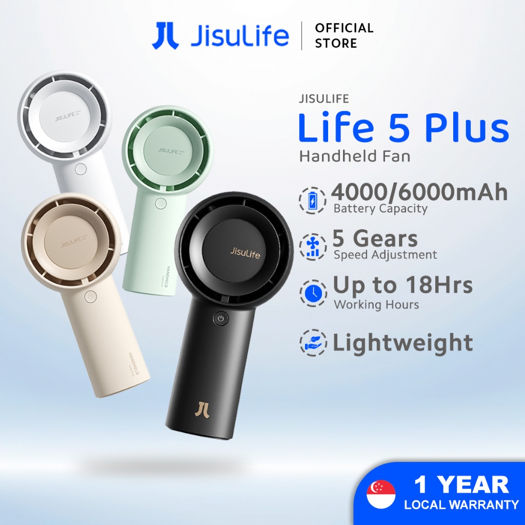 JISULIFE Life5 Plus Handheld Fan 5 Speeds Portable Hand Fan USB ...
