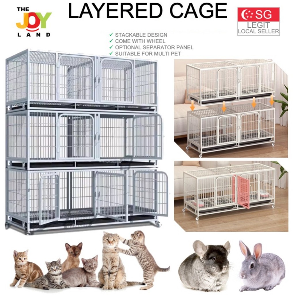 [SG Ready Stock] White Layered Pet Cage Stackable Cage Breeding Cage ...