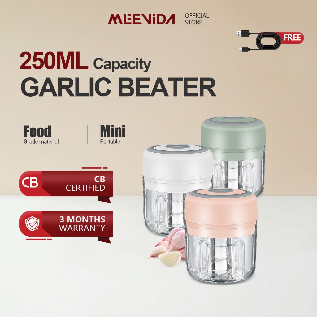MEEVIDA Portable multifunctional garlic shredder kitchen mini electric ...