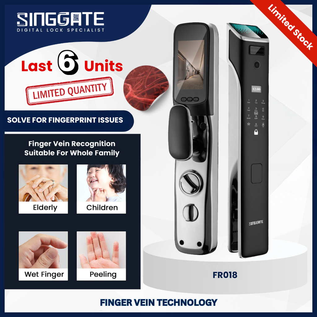 【指静脉扫描智能锁】FREE Installation (1 Year Warranty) | Singgate【FR018】Finger ...
