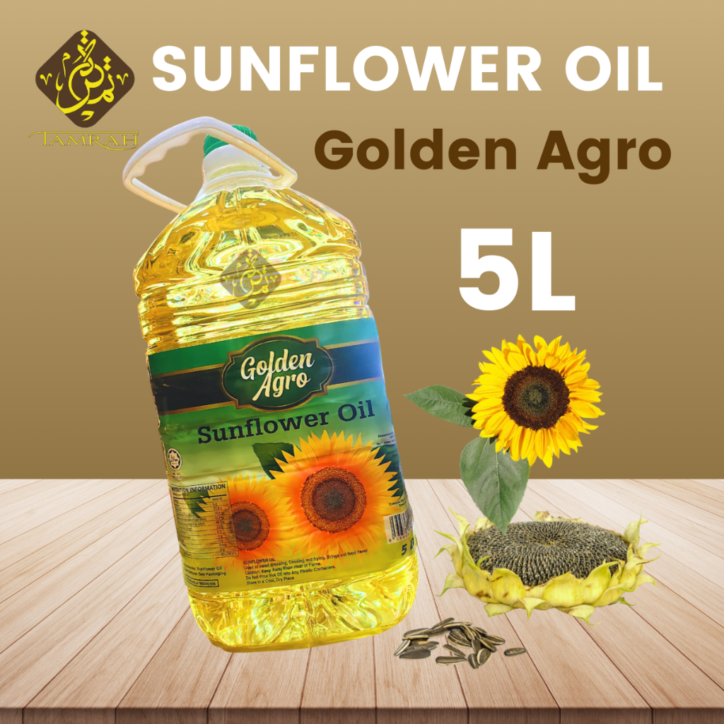 Sunflower Oil Golden Agro/ Sunflower Oil / 5 Litres / Minyak Masak ...