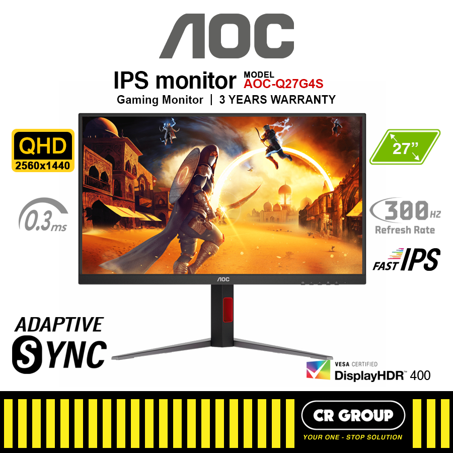 AOC Q27G4S - 27-inch Quad HD 300Hz Fast IPS Gaming Monitor (3Yrs AOC ...