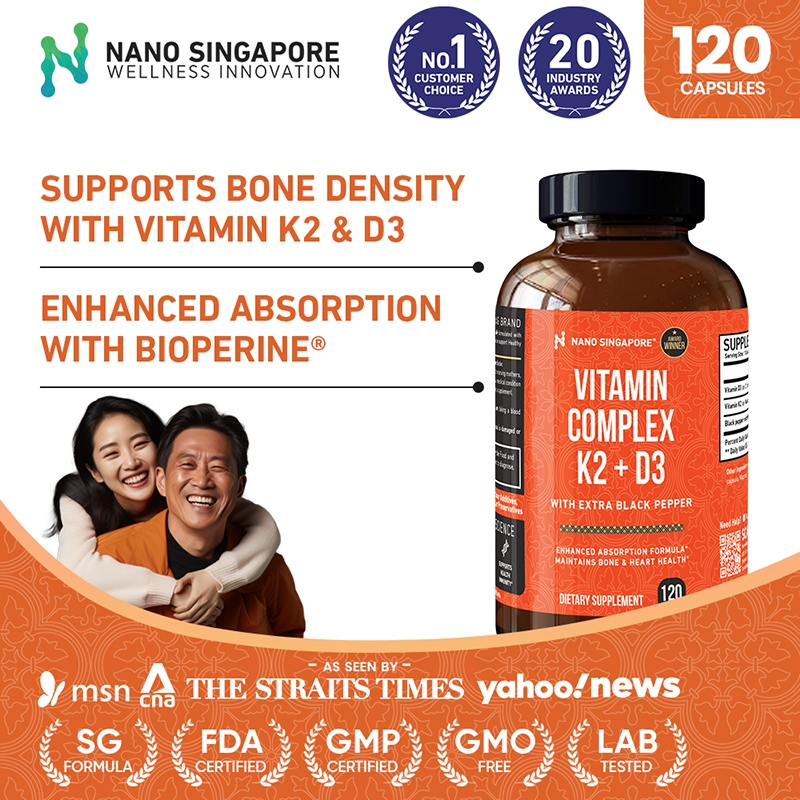 Nano Singapore Vitamin Complex K2 + D3 Bone Density & Heart Support ...