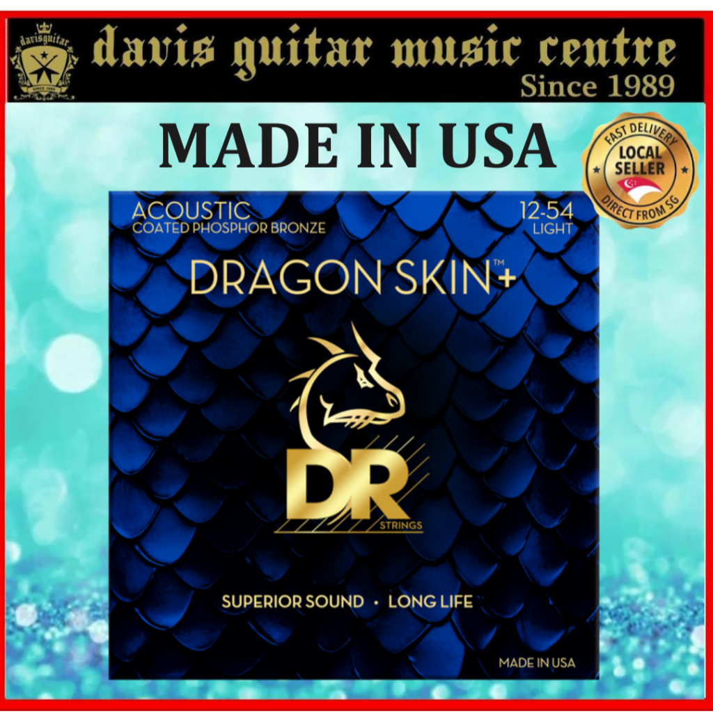 DR String 12-54 Dragon Skin Coated Acoustic Guitar Strings Phosphor ...