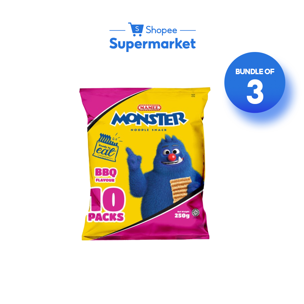 [Bundle of 3] Mamee Monster Family Pack BBQ (10 x 25g) | Shopee Singapore