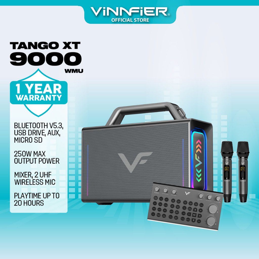 VINNFIER Tango XT9000 MAX250W Karaoke Portable Bluetooth Speaker with ...