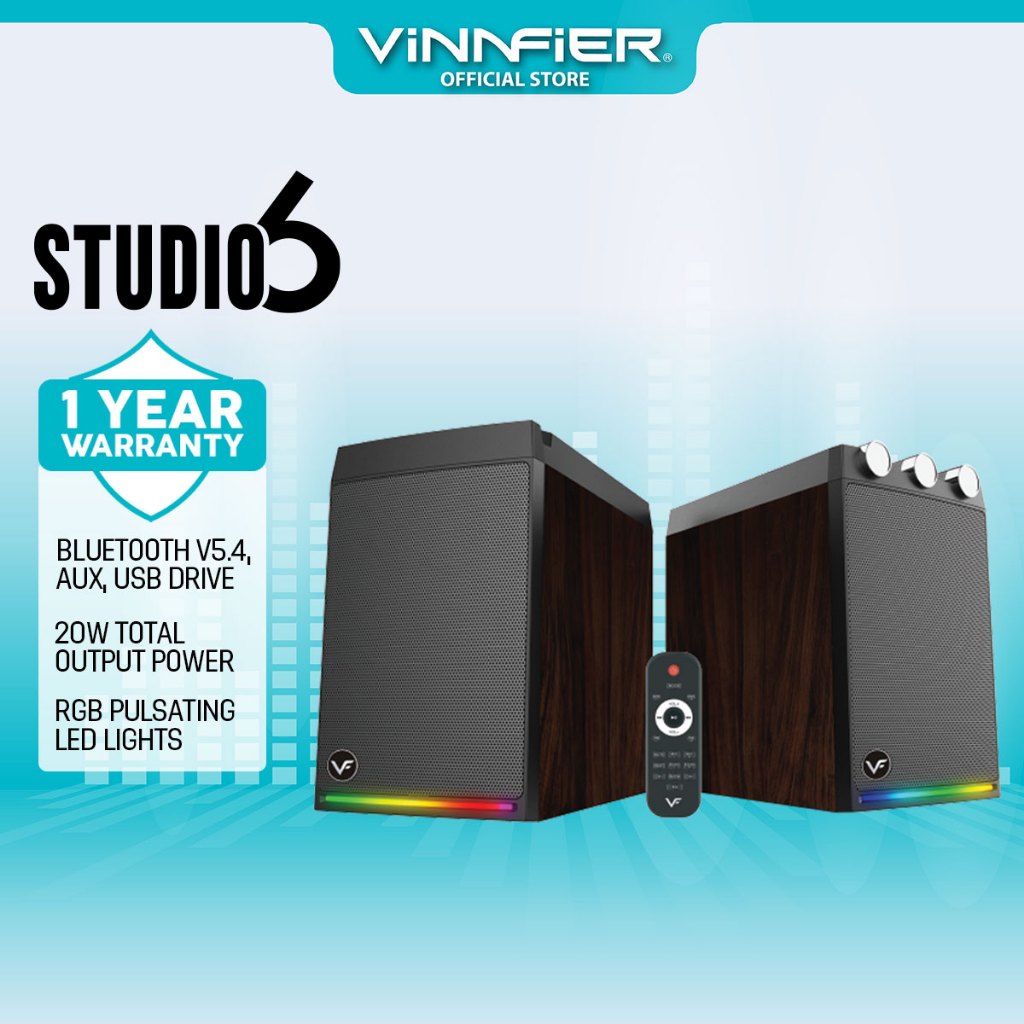 Vinnfier VF Studio 6 Bookshelf RGB Light Effect 100W 2.0 bluetooth ...