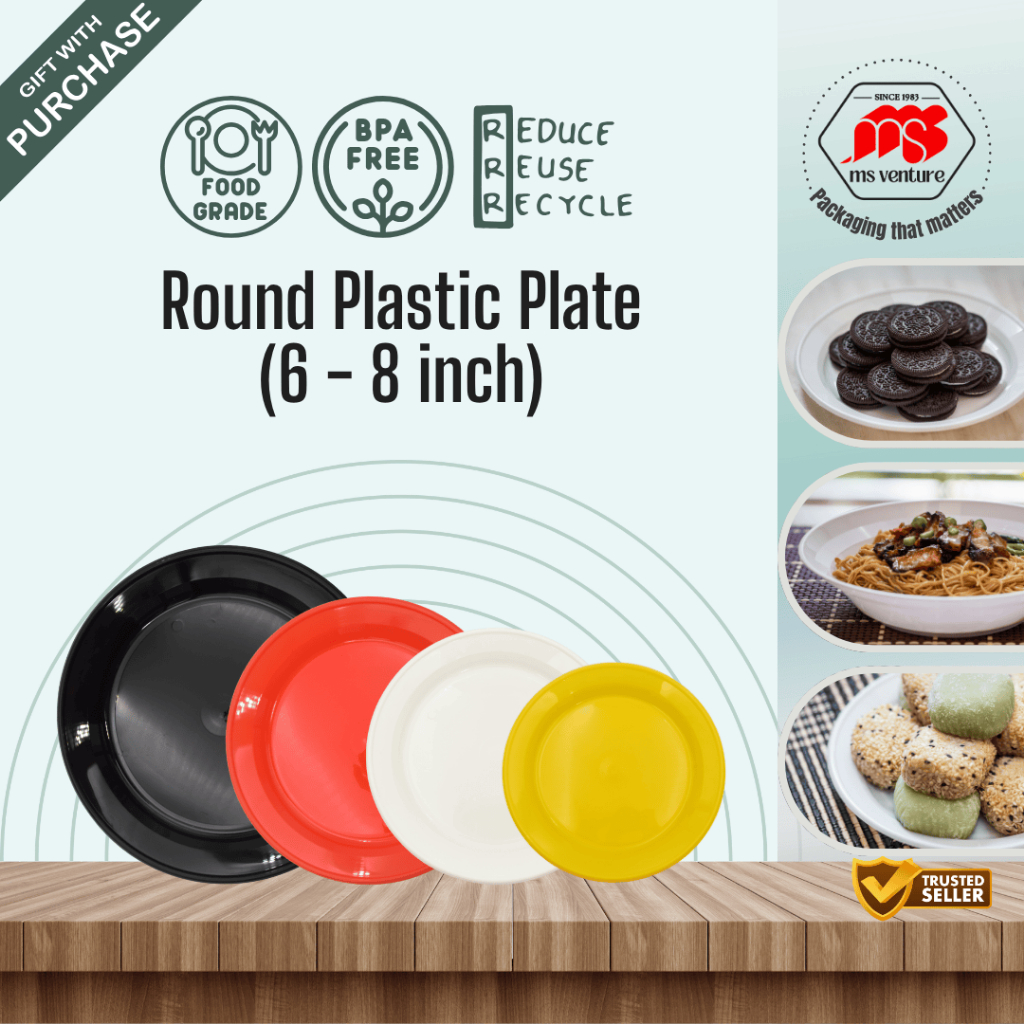 {MSV} Quality Plastic Plates 6-8 inch Microwavable in Assorted Colours ...
