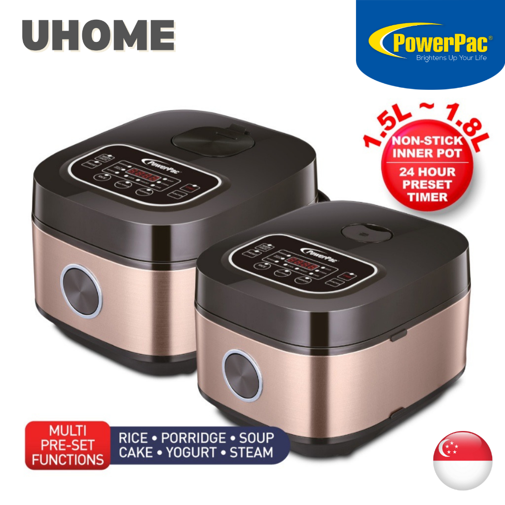 PowerPac Multi-Purpose Digital Rice Cooker 1.5L/1.8L with Non-stick ...